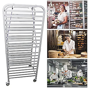Stuffygreenus Aluminum 20-Tier Sheet Bun Pan Rack Bakery Rack, Home Commercial Kitchen Bakery Cooling Rack, 26" L x 20" W x 69" Hwith Brake Wheels