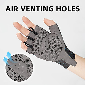 Darevie Cycling Gloves, Shock-Absorbing Half Finger Biking Gloves, Breathable Half Finger Bicycling Gloves, Anti-Slip Shockproof Gel Padded Mountain Bike Gloves for Man, Woman (BLACK, M)