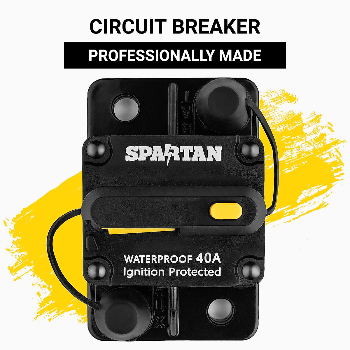 Spartan Power Ignition Protected Marine Circuit Breaker - Waterproof Circuit Breaker, Battery Disconnect Switch, Resettable Fuse, DC Circuit Breaker - 12V - 48V DC, 70 Amps