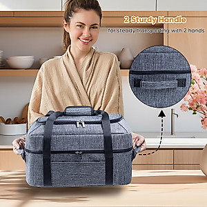 BAGSPRITE Double-Layer Slow Cooker Carrying Bag for 6-8 Quart CrockPot and Hamilton Beach Slow Cooker, Travel Bag with Lid Fastener for Crock-pot, Portable Carrier Case Slow Cooker Bag