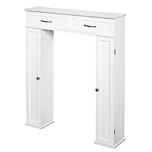 Zenna Home Lift Top Storage Console Cabinet Bathroom Spacesaver, White