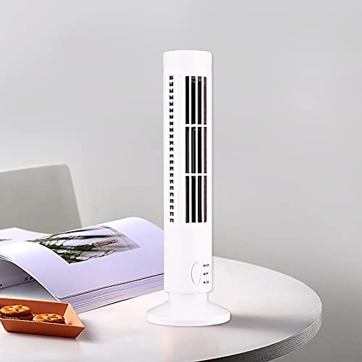 Tower Fan for Bedroom, USB Oscillating Cooling Fan Portable Bladeless Fan Standing Tower Fan Electric Fan Mini Vertical Air Conditioner Air Circulation Coolers for Bedroom Living Rooms Office (White)