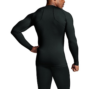 ATHLIO Men's UPF 50+ Long Sleeve Compression Shirts, Water Sports Rash Guard Base Layer, Athletic Workout Shirt, 3pack Black/Black/Black, Large