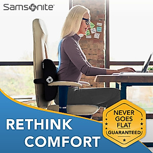 SAMSONITE - Lumbar Support Pillow For Office Chair And Car Seat, Memory Foam, Versatile Use Lower Back Cushion