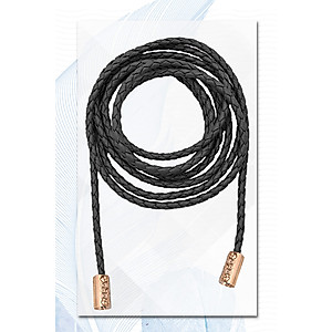 TeeYee Women PU Leather Knitted Waist String Belt/Rope/Chain Long Boho Wrap Skinny Belt (one size, black)