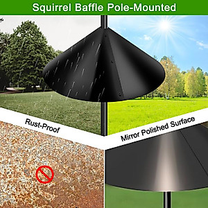 PP Squirrel Proof Baffle, Pole Mount Squirrel Guard Stopper for Outdoors Bird Feeder Pole - (Black, 16inch,1 Pack)