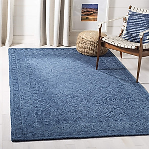 SAFAVIEH Dip Dye Collection Area Rug - 8' x 10', Navy Blue, Handmade Wool, Ideal for High Traffic Areas in Living Room, Bedroom (DDY151N)