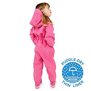 JAN & JUL Toddler Rain Suit for Baby Girls with Waterproof Shell (Puddle-Dry: Watermelon Pink, Size: 2 Years)