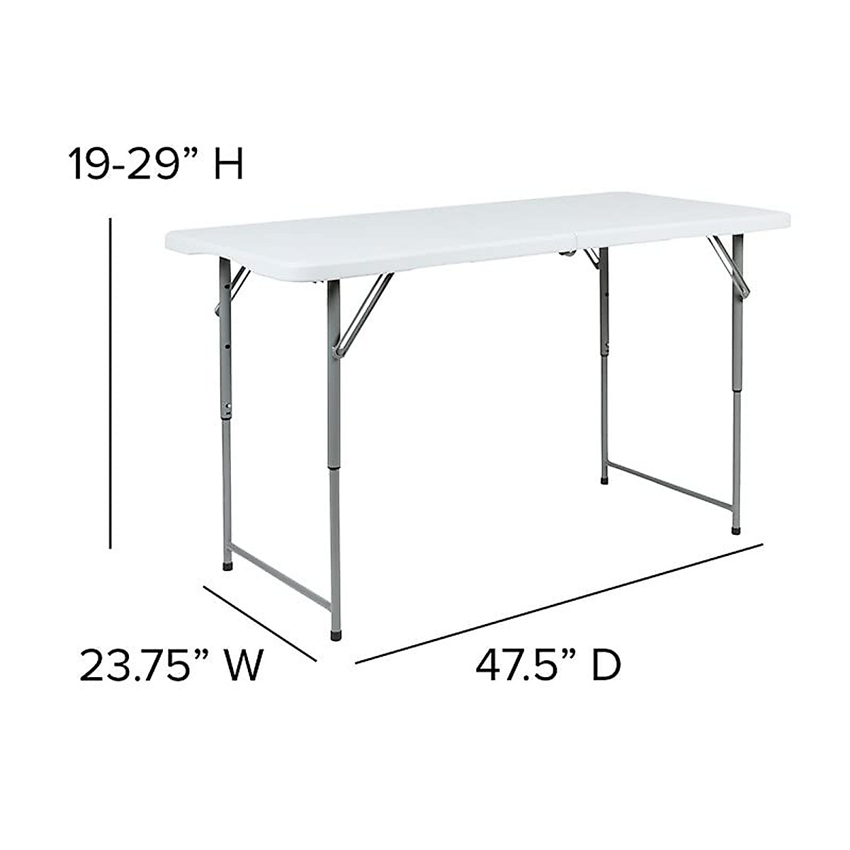 Flash Furniture 4-Foot Height Adjustable Bi-Fold Granite White Plastic Folding Table