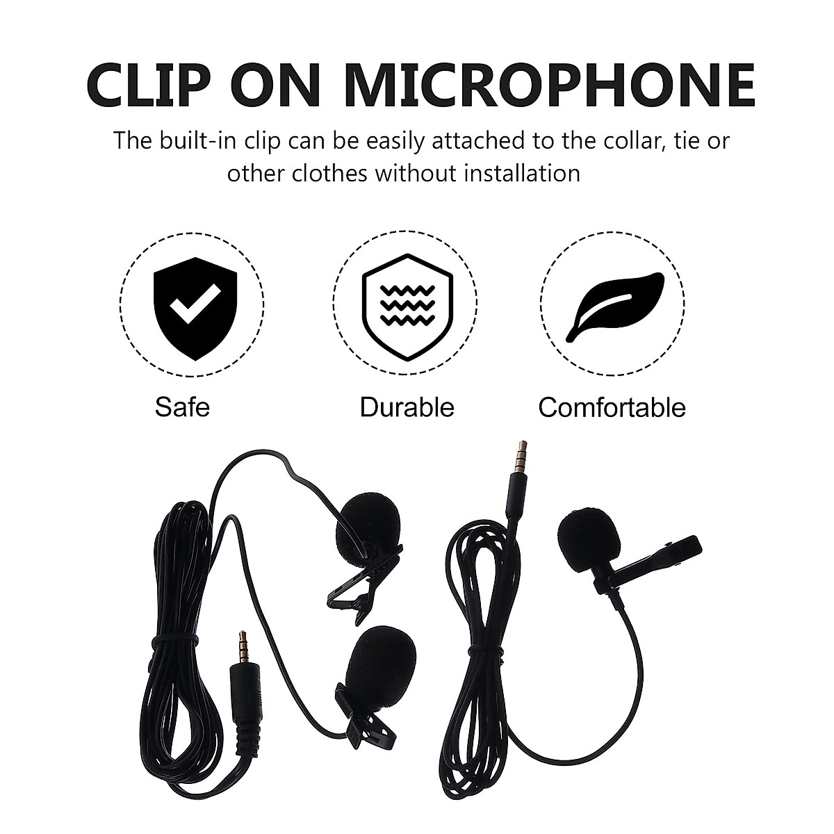 2 Sets Lavalier Microphone Usb Microphone Karaoke Mic Handheld Dynamic Microphone Computer Cordless Microphone Lavalier Lapel Mic Clip on Lapel Microphone Wireless Metal Carla