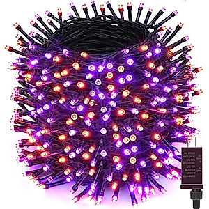 Toodour Orange Purple Halloween Lights, 213ft 600 LED Plug in Halloween String Lights with 8 Modes and Timer, Outdoor Halloween Lights for Home, Garden, Party, Halloween Decorations