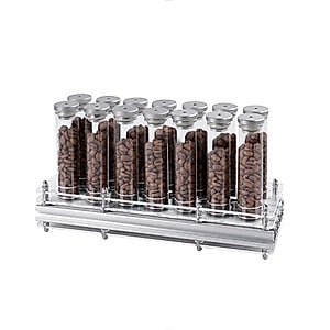 watchget 14-Piece Coffee Bean Storage Kit, Single-Dose Glass Tubes with Acrylic Stand, Airtight Coffee Cellar, Compact Bean Dispenser for Baristas & Home, Small
