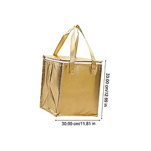 Mobestech Baking Tote Pizza Warmer Bags Insulated Beverage Cooler Zippered Tote Bag Small Food Insulated Bag Thermal Bag for Food Delivery Reusable Food Delivery Bag Non-woven Fabric Golden