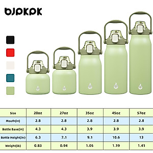 BJPKPK Insulated Water Bottles with Straw, 20oz Cute Water Bottles with Handle, BPA Free Stainless Steel Metal Water Bottles, Easy Carry Thermos Water Bottle for Men & Women, Light Green