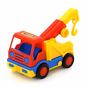 Wader Basics Tow Truck Toy For Kids with Noise-Canceling Rubber Tires & with Working Winch