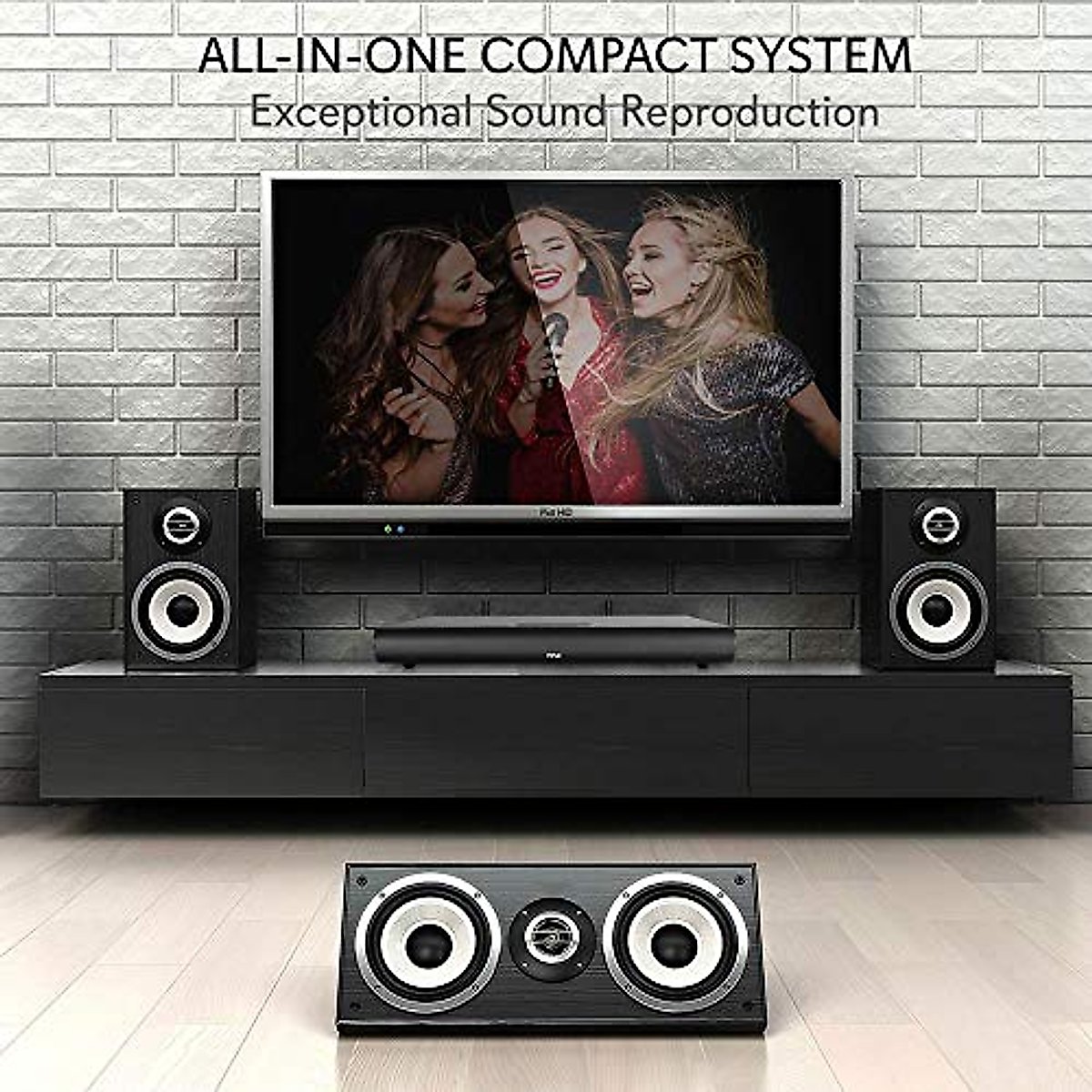 Pyle TV Soundbar Soundbase Bluetooth - Upgraded 2018 Wireless Surround Sound System for TV’s With Built-in Subwoofer, Remote Control, AUX RCA Optical Digital Inputs for TV PC - PSBV600BT