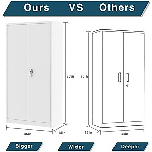 GangMei Metal Storage Cabinet, Lockable Storage Cabinet with Doors and 4 Adjustable Shelves, 72" Tall Garage Cabinets for Home, Office, Classroom, Garage (Gray, Assembly Required)