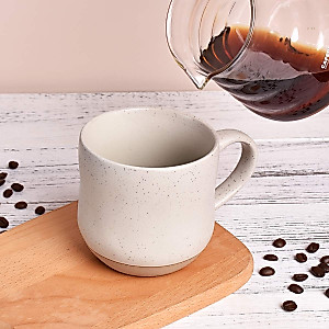 Bosmarlin Large Stoneware Speckled Coffee Mugs Set of 2, Big Ceramic Tea Cup, 17 Oz, Dishwasher and Microwave Safe (White, 2)