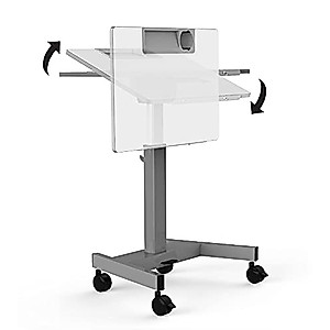 Offex Mobile Gray Pneumatic Adjustable Height and 3-Position Flip-Top Student Nesting Desk with Built-in Pencil Tray, Bottle Holder, Bag Hook - Great for School, Classroom and More
