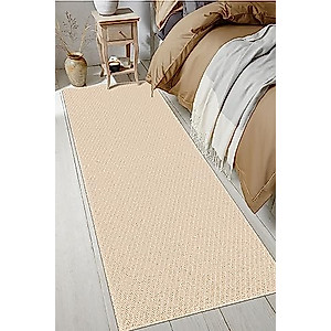 EARTHALL Upgraded Boho Runner Rug 2'x6',Beige Hallway Runner, Beige, 100% Woven Cotton Washable Beige Indoor Outdoor Rug Runner 2x6 for Kitchen/Laundry Room/Doorway/Bedroom/Bathroom