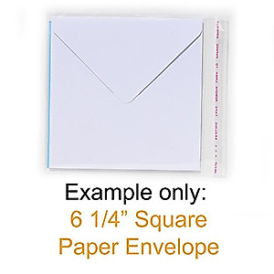irtree 100 Square 6.5" Crystal Clear Flat Resealable Envelopes - 6 1/2" x 6 1/2" or 6.5 x 6.5 Cello Style Poly Bags with Lip Tape - Fits 6" to 6 1/4” Square Card with or Without a Paper Envelope