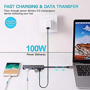 Type C 5 in 1 Hub to 4K HDMI, 2USB3.0Ports,MIC&Audio. Adapter, with PD3.0(100W) Charge