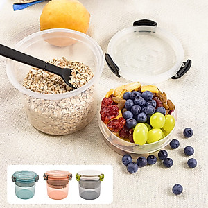 Overnight Oats Containers with Lids Set of 2,20OZ Overnight Oats Jars,Leakproof Food Storage Containers for Oatmeal,Yogurt with Spoon,Cereal Milk Breakfast On The Go Cups,Meal Prep Container