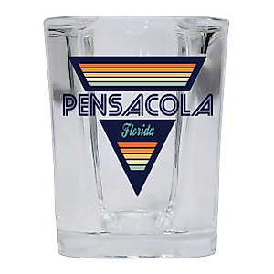 R and R Imports Pensacola Florida 2 Ounce Square Base Liquor Shot Glass Retro Design