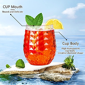 Ctosree 24 Pcs Plastic Wine Glasses 16 oz Plastic Cocktail Glasses Hawaiian Tiki Pineapple Cups Clear Stemless Reusable Whiskey Champagne Cups Shatterproof Unbreakable Mugs for Summer Party Wedding