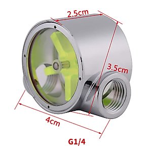 Oumefar Tungsten Alloy Standard Thread Computer Water Cooling Flow Indicator G1/4 Inch Visual Water Flow Indicator for Observing Water Flow Speed etc