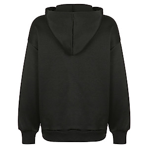 Mieeyali Women 's Oversized Zip Up Sweatshirt Graphic Rhinestone Jackets Y2K Fairy Long Sleeve Printed Hoodies Streetwear (Black-Skeleton butterfly,Large)