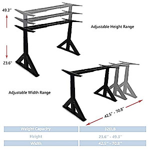 VWINDESK VJ205 Electric Height Adjustable Sitting Standing Desk Frame Sit Stand - Dual Motors 3 Stages Motorized Desk Base Only, Black