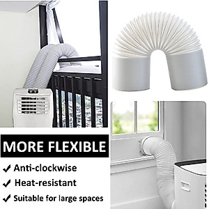 FUBININA Portable Air Conditioner Hose, AC Hose with 5.9" Diameter, Anti-Clockwise Thread Length up to 80" AC Exhaust Hose for Portable AC Vent Replacement Tube Compatible with LG Air Conditioner Part