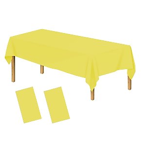 RCFFDL Plastic Yellow Tablecloth, 2 Pack Disposable Table Cover for Rectangle Table, Dining Tablecloths Decorative for Parties, Wedding, Indoors and Outdoors