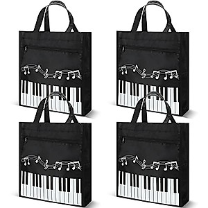 4 Pcs Small Piano Music Bag Piano Keys Handbag Reusable Tote Bag Shoulder Shopping Bag Book Bag Tote for Piano Music Teacher Gifts