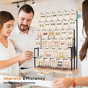 GEAMSAM Earring Display Stands for Selling, 36 Hooks Earring Holder Organizer, Jewelry Display for Vendors Earring Cards, Bracelets, Rings, Necklaces, Keychains Retail