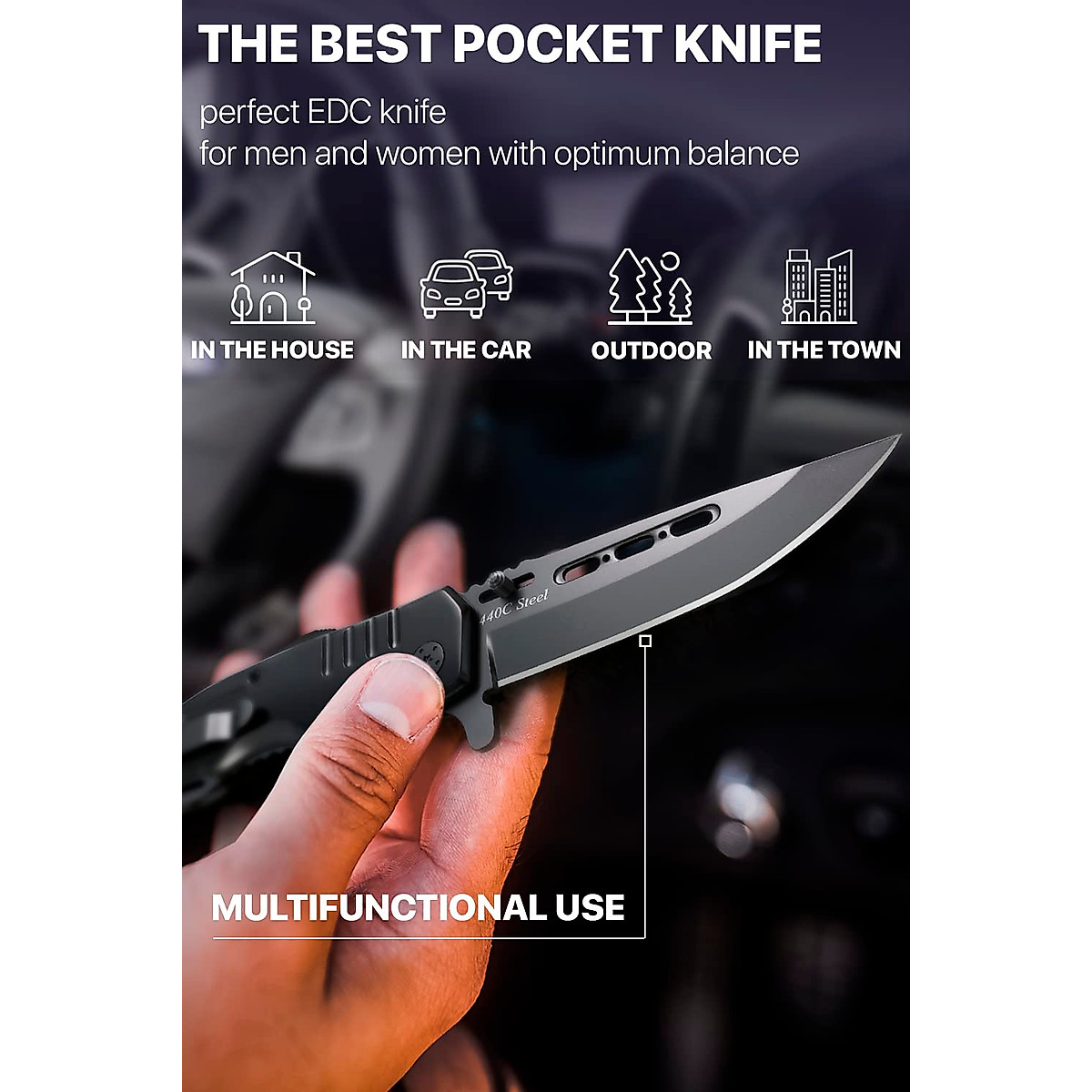 Spring Assisted Knife - Pocket Knives for Men - Folding Knife - Military Style - Tactical Knife - Good for Camping Hunting Survival Indoor and Outdoor Activities Mens Gift 6681 NE