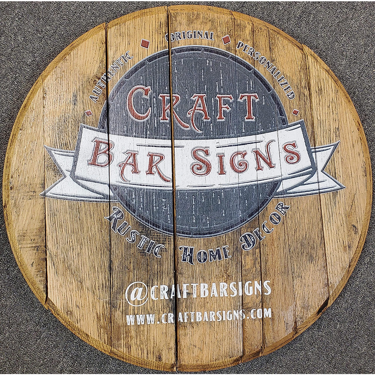 Hotrod Muscle Car Garage Service Station Garage Signs for Men Large Oak Whiskey Barrel Lid Wall Decor