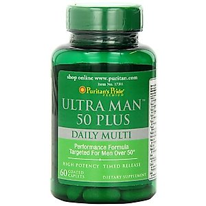Puritan's Pride High Potency Ultra Man 50 Plus Coated Caplets, 60 Count