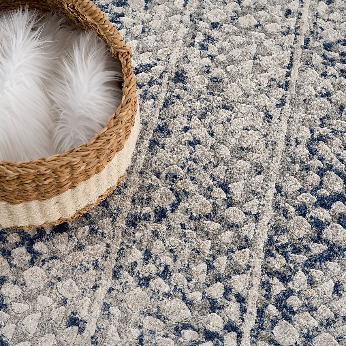 Bloom Rugs Troya Gray/Blue 8x10 Rug - Modern Abstract Area Rug for Living Room, Bedroom, Dining Room, and Kitchen - Exact size: 7'5" x 10'