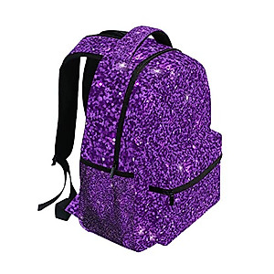 Kigai Purple Glitter Sequins Backpack, Adjustable Shoulder Straps Durable Bookbag, Everyday Commutes Backpack Perfect for Boys & Girls & Man & Women