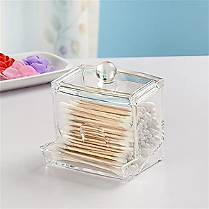 Typutomi Cotton Swab Holder, Modern Clear Cotton Swab Holder with Lid Cotton Swab Dispenser Storage Organizer for Bathroom Countertop Vanity(No Cotton swabs)