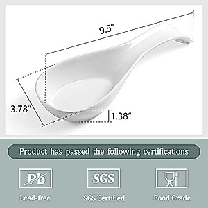 Yedio Porcelain Spoon Rest for Cooking, 2 Piece White Spoon Holder for Kitchen Counter, 9.5 Inch Large Spoon Rest for Cooktop