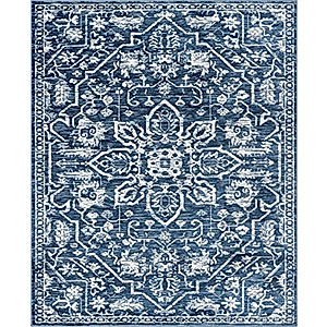 Well Woven Della Light Blue Vintage Medallion Pattern Area Rug (7'10" x 9'10")