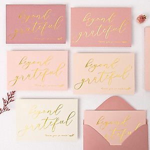 Crisky 50 pcs Rose Gold Beyond Grateful Thank You Cards With 50 Envelopes & 50 Stickers Simple, Chic, Elegant Greeting Cards Perfect for: Wedding/Business/Birthday/Graduation. 4 x 6 inches 50 Pack