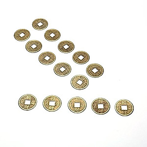 Topxome 100PCS Brass 24mm Chinese Ancient Feng Shui Lucky Coin Good Fortune Dragon and Phoenix Antique Wealth Money Collection Gift