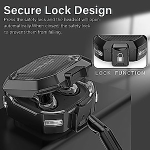 (with Secure Lock) Clear Carbon Fiber Case Cover for Samsung Galaxy Buds 2 Pro(2022) /Galaxy Buds Pro(2021) /Galaxy Buds 2 (2021) /Galaxy Buds Live (2020) with Keychain - Clear Black