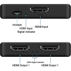 HDMI Splitter 1 in 2 Out, 4K HDMI Splitter for Dual Monitors, 1x2 HDMI Splitter 1 to 2 Amplifier Supports Full HD 1080P 3D for Xbox PS4 Fire Stick Blu-Ray HDTV (1 Source onto 2 displays)