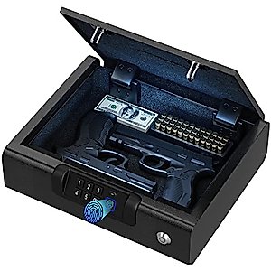 BILLCONCH Gun Safe,Biometric Gun Safe for Handgun 3-Ways unlock Safe | Fingerprint | Digital PIN | Key Unlock with Voice Guide Pistol Safe for Cloakroom living room Bedroom Nightstand and Car