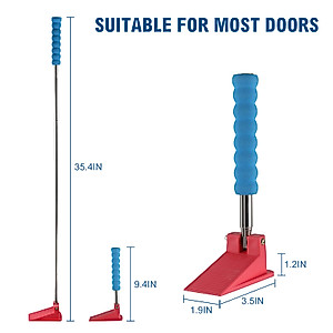 Remedic Long Handle Doorstopper Wedge – Security Non-Slip Rubber Door Stop – Suitable for All Floors and All Doors – Adaptive, Arthritis and Senior Living Product – Foldable and extendable